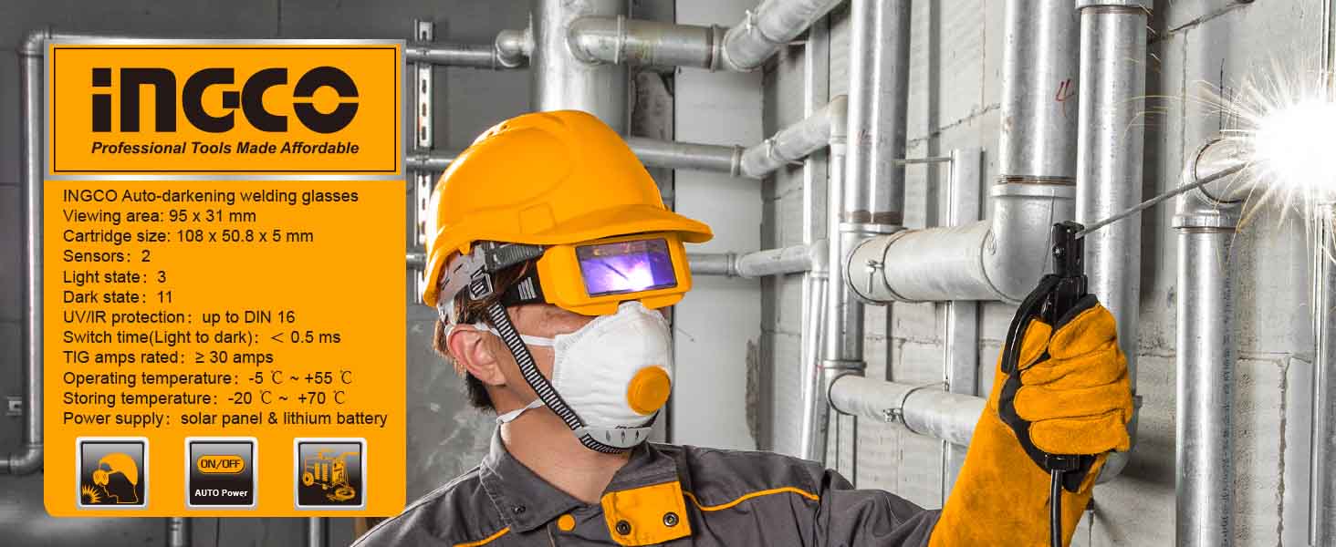 INGCO INGCO Auto Darkening Welding Goggles AHM111 – UV/IR Protection ...
