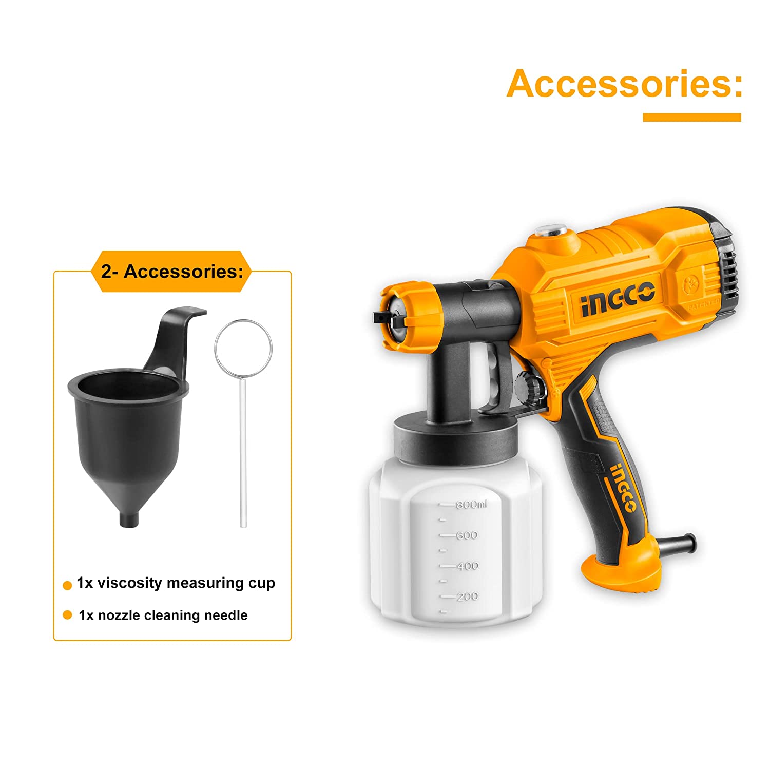 INGCO INGCO 800ml Electric Paint Spray Gun SPG3508 (120DINs ...