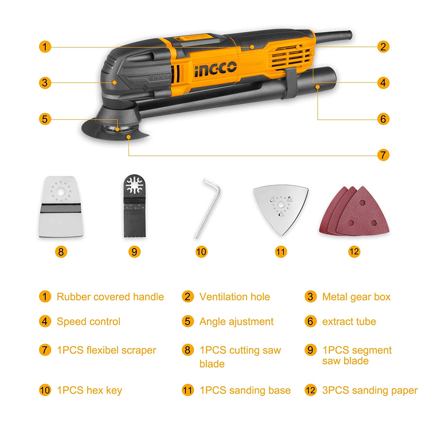 INGCO Power Tools INGCO Multi Tool Set, with 7 PCS Blades Set & Sand ...