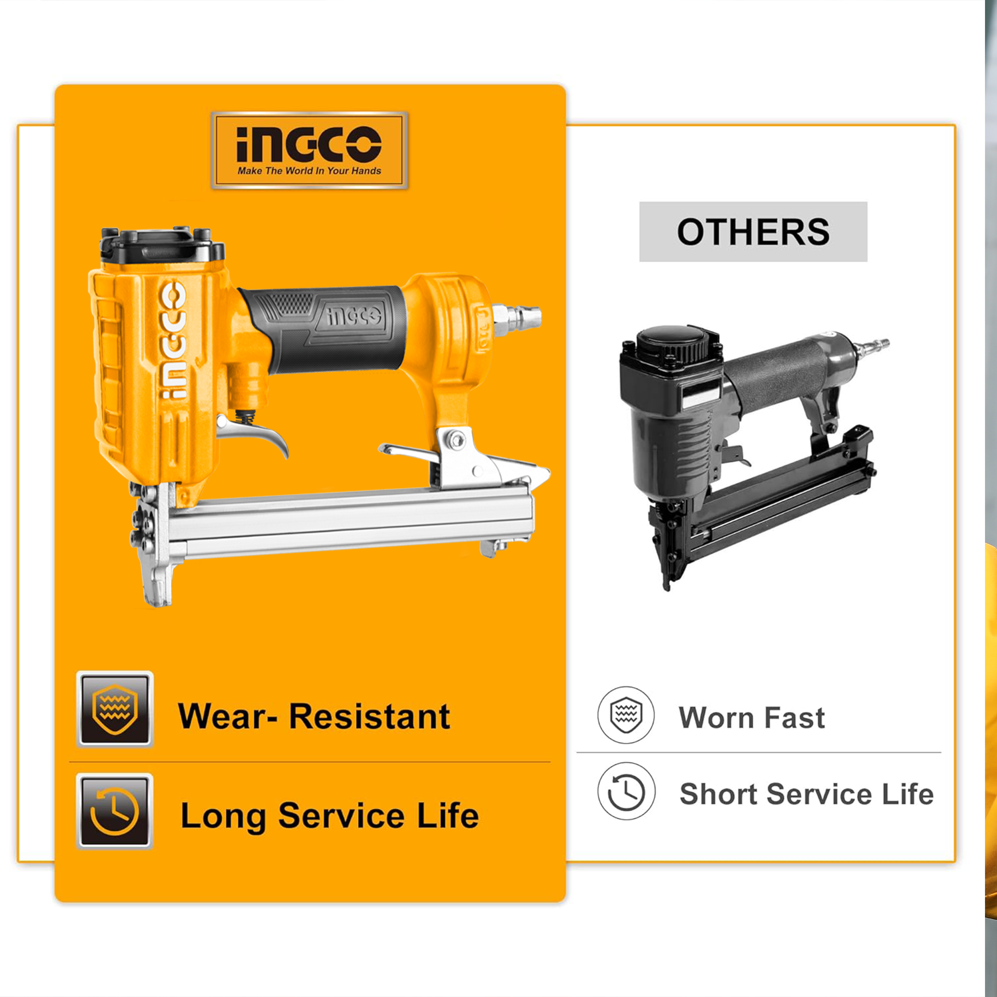 INGCO Air Tools INGCO Air Stapler, Ga 20, 100 PCS Load Capacity APS06131-3