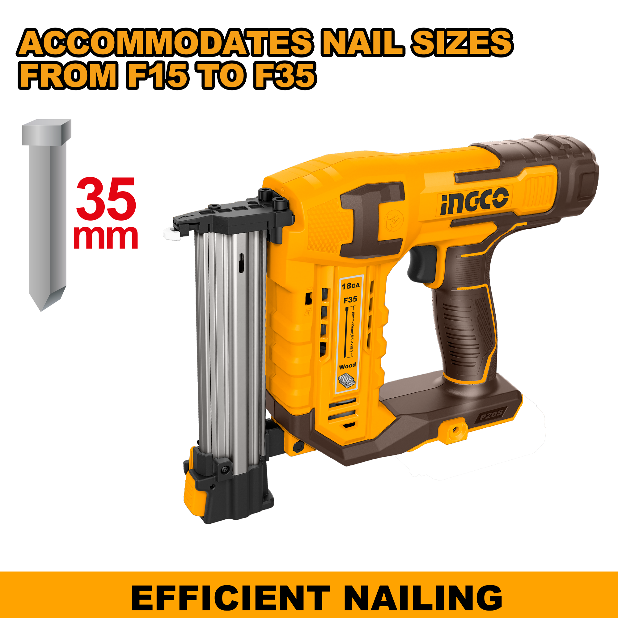 INGCO INGCO Cordless nail gun CBNLI3508 | nail gun machine for wood ...