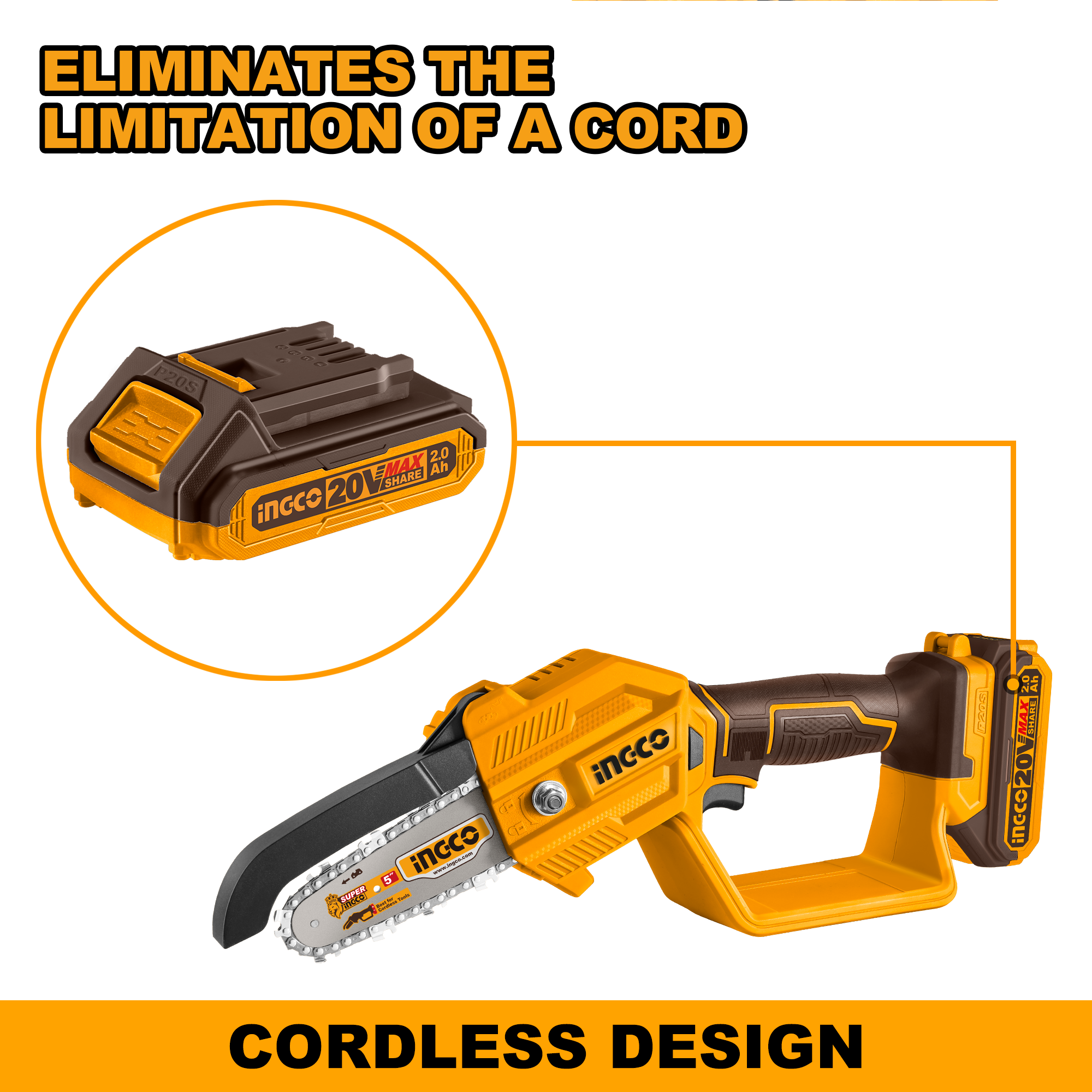 INGCO INGCO Cordless pruner saw CGSLI20581 | Electric Tree Pruner ...