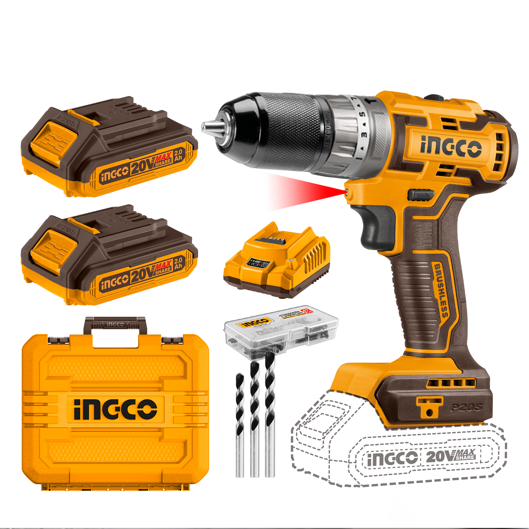 INGCO INGCO 50 Nm Cordless Drill Machine CIDLI20508 | Cordless Impact Drill | India