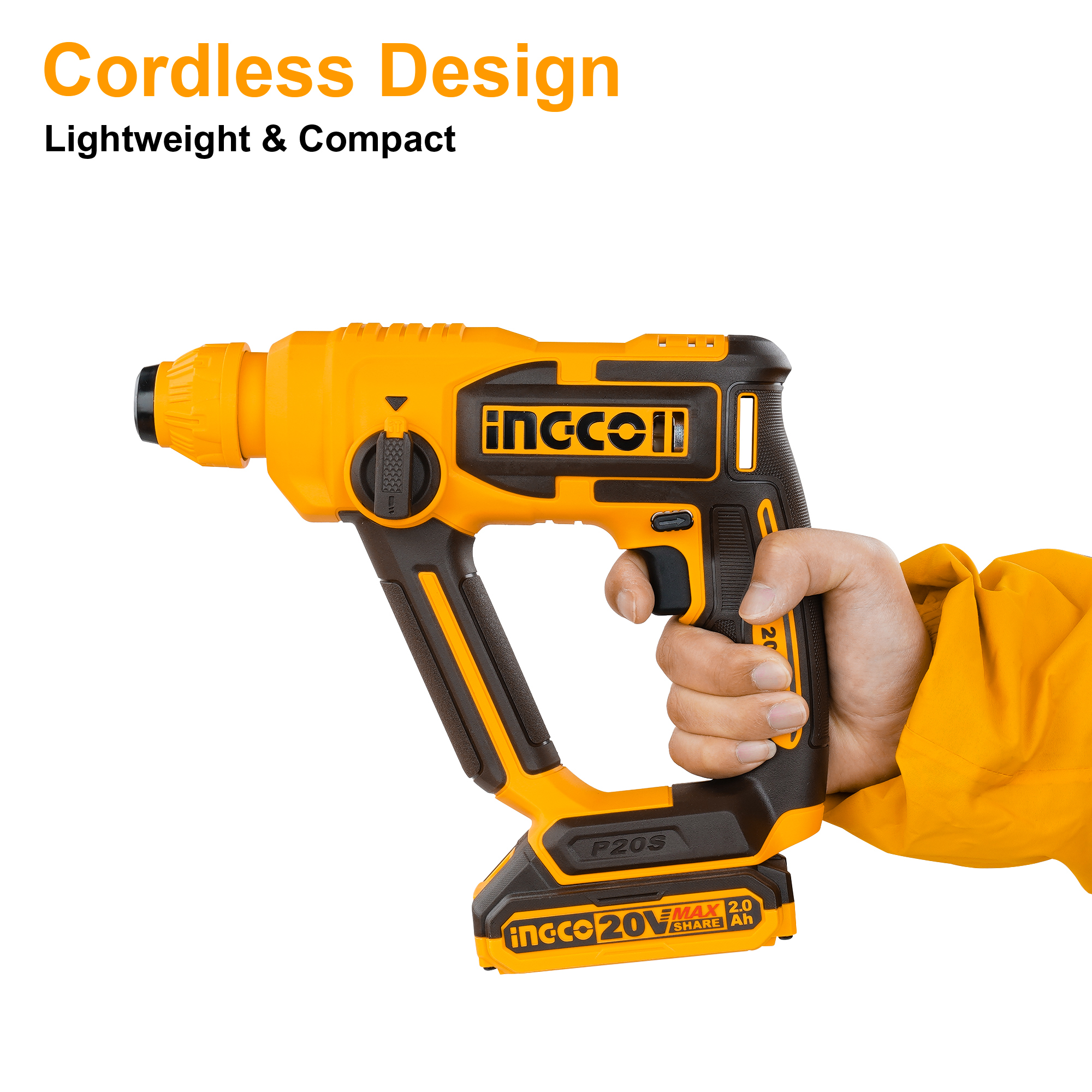 INGCO INGCO Cordless Rotary Hammer Drill CRHLI201681 | 16mm Concrete ...