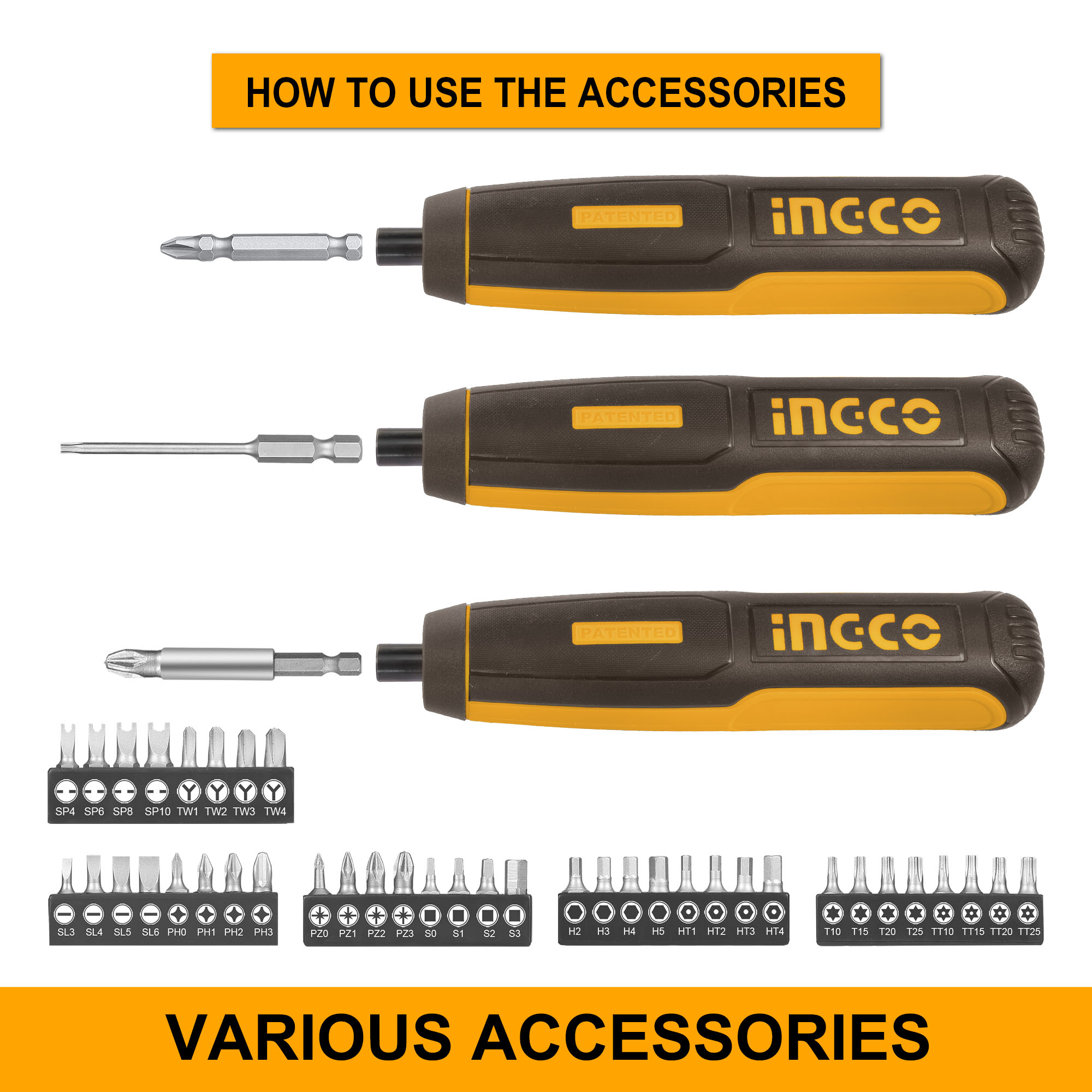 INGCO INGCO CSDLI04062 4V Cordless Screwdriver Set | USB Rechargeable ...