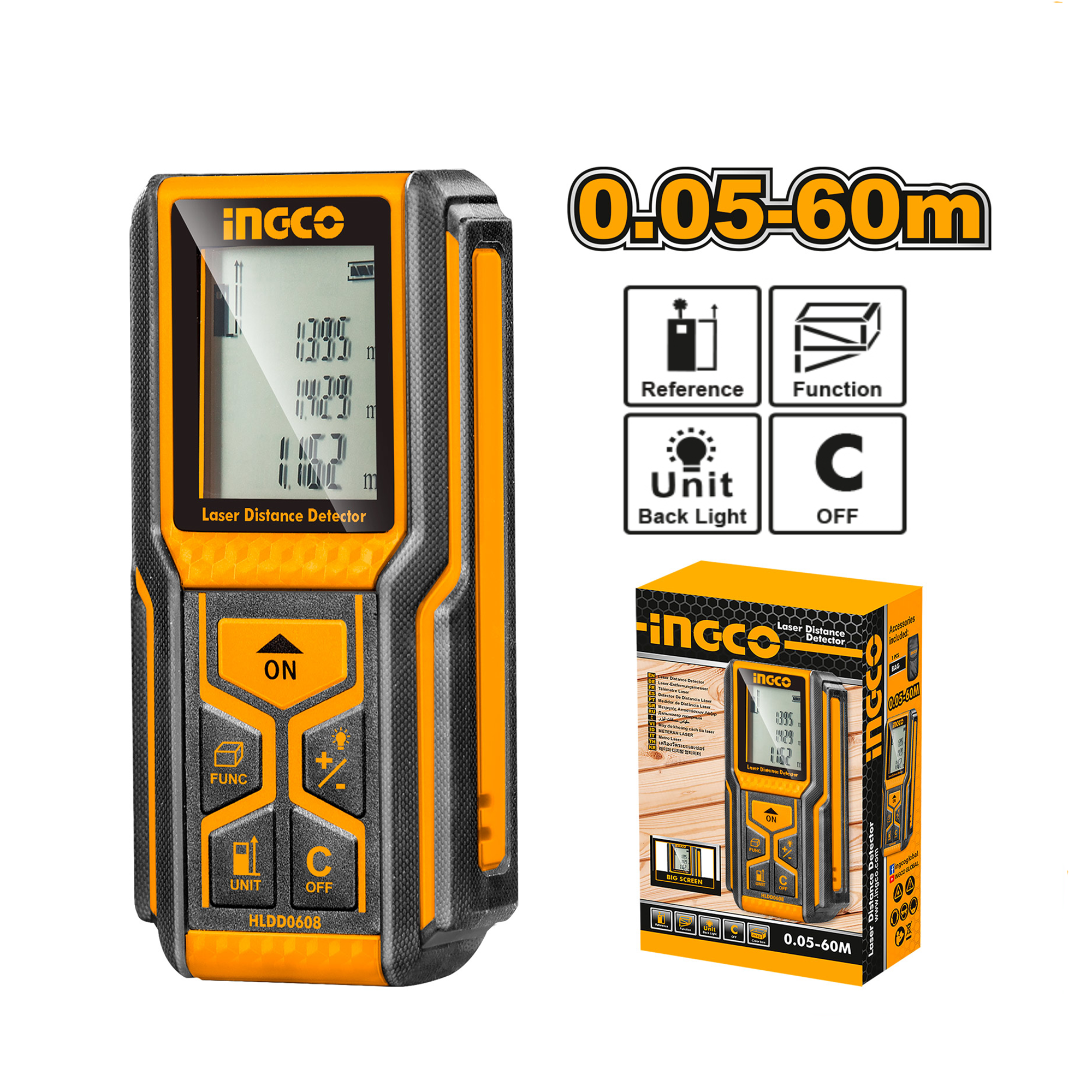 INGCO Measuring Tools INGCO Laser Distance Detector HLDD0608