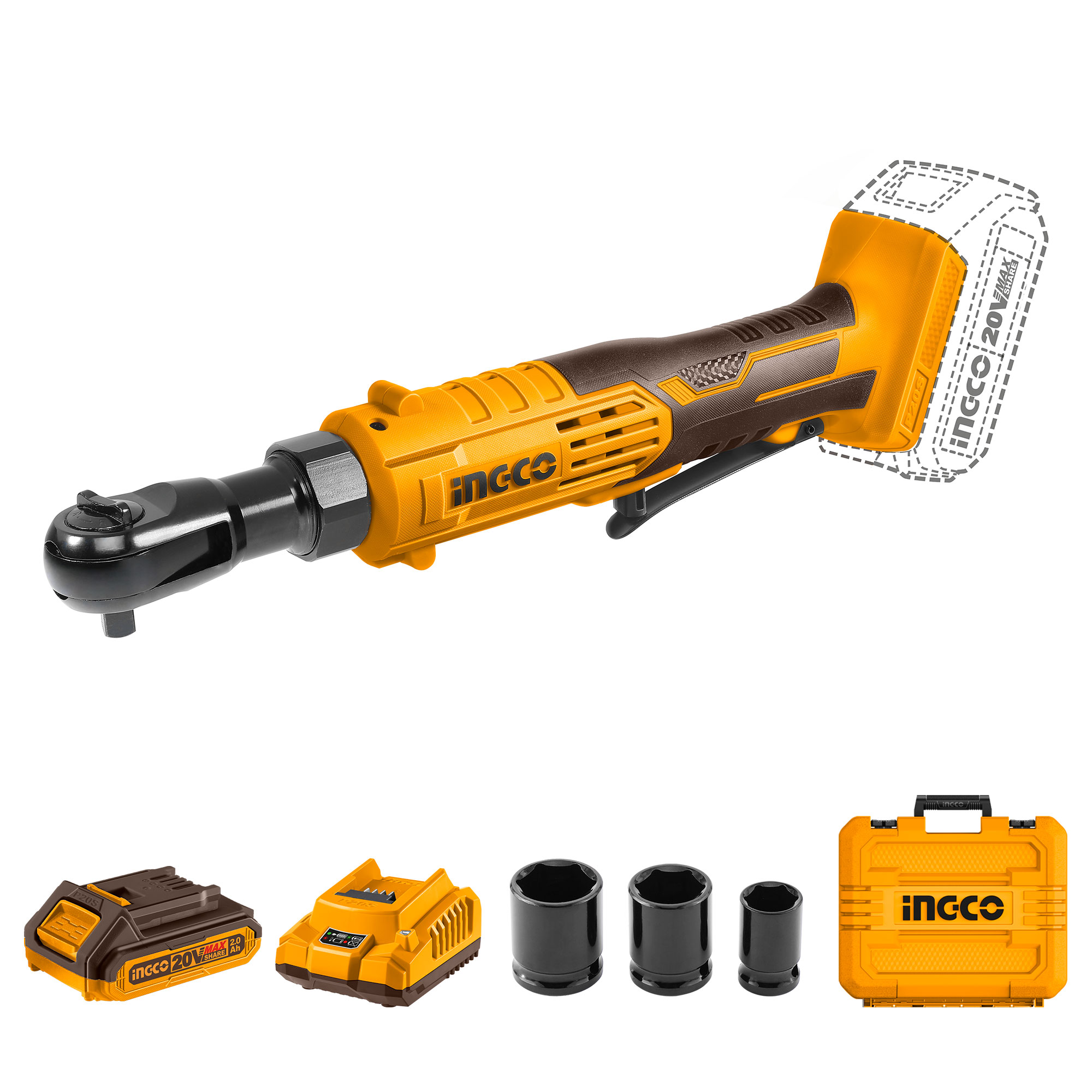 INGCO INGCO Cordless Drive Ratchet 65Nm Cordless Ratchet Wrench ...