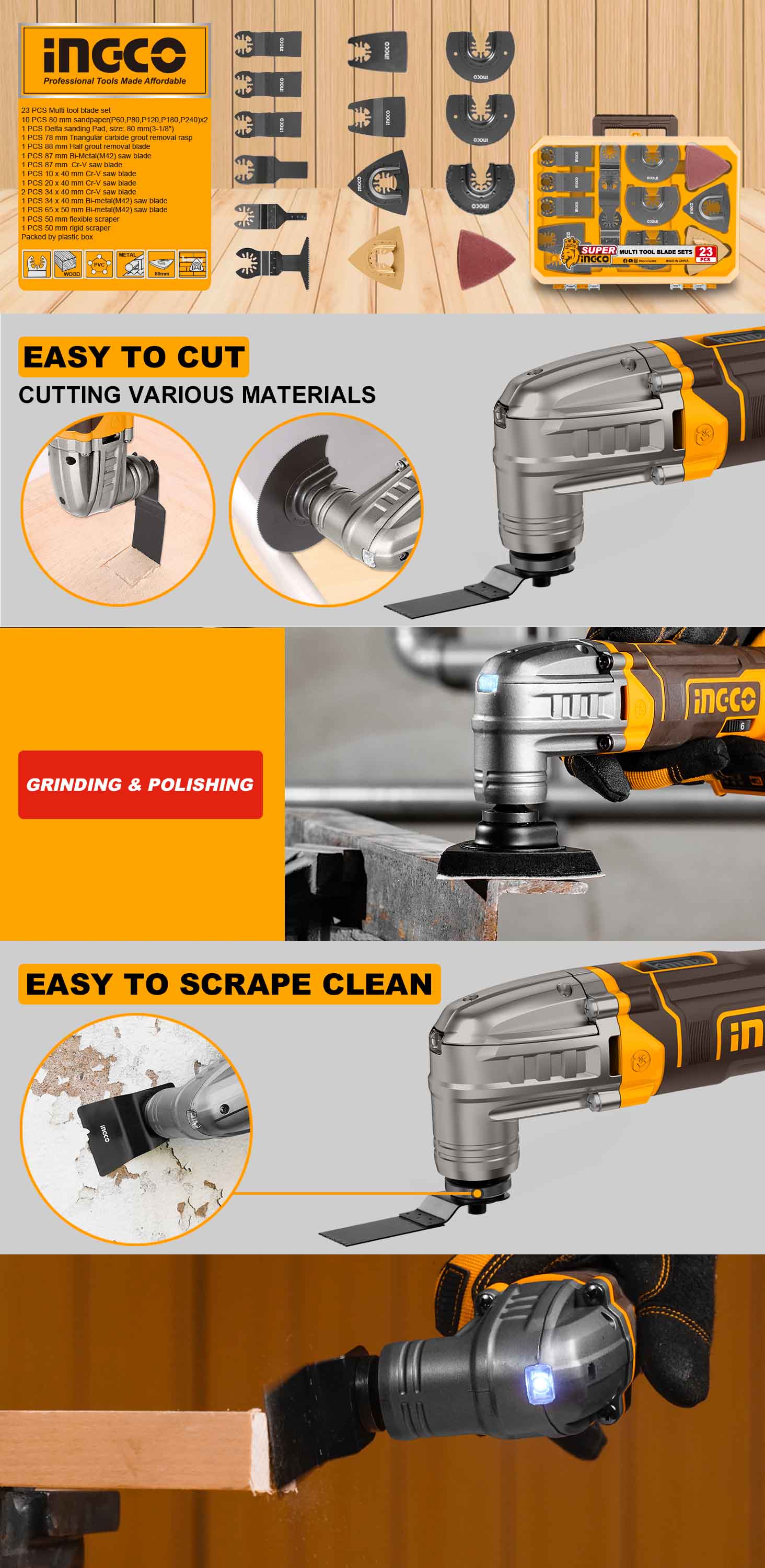 INGCO INGCO 23-Piece Multi Tool Blade Set for Versatile Cutting and ...