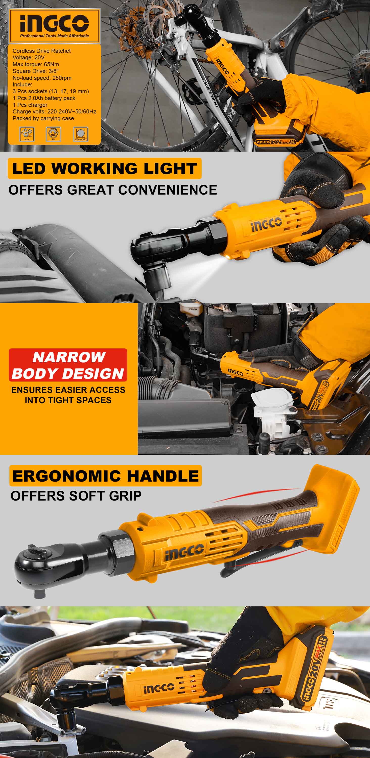 INGCO INGCO 65Nm cordless drive ratchet CDRLI2060151 | wrench tool with ...