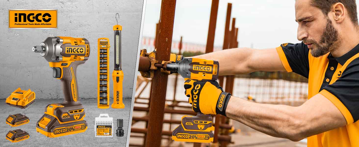 INGCO INGCO 20V Cordless 2 pcs combo kit With impact wrench and work ...