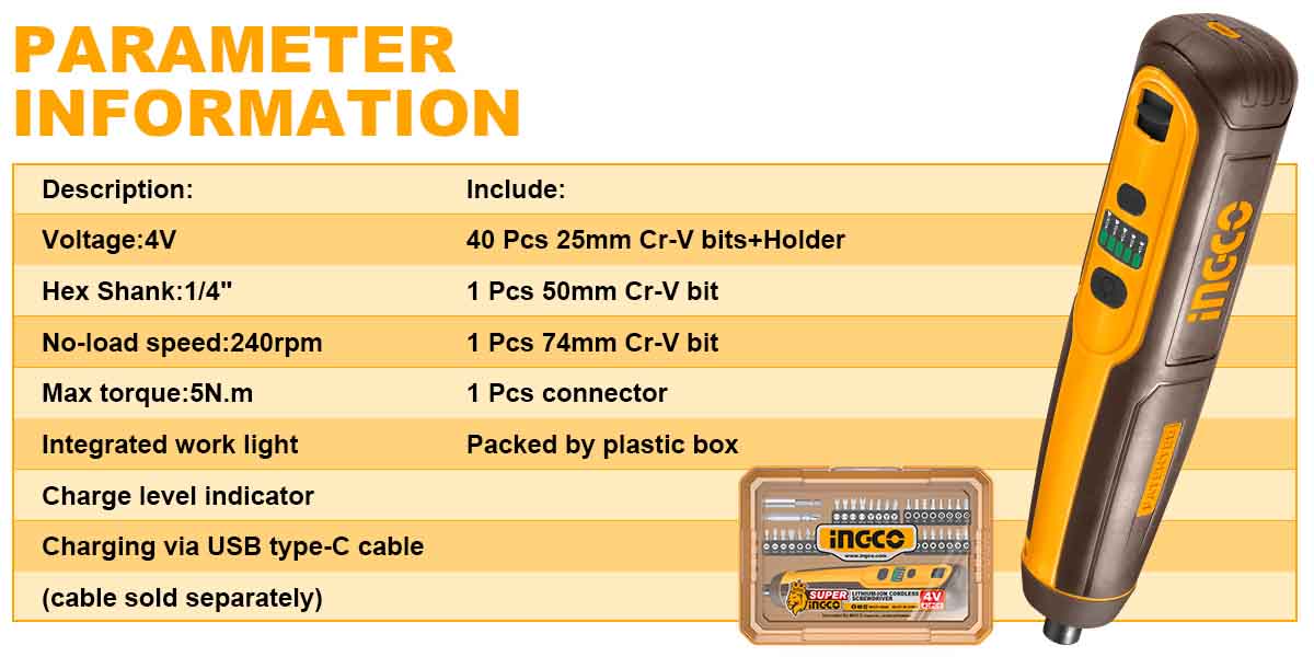 INGCO INGCO Cordless screwdriver CSDLI04062 | Small screwdriver set ...