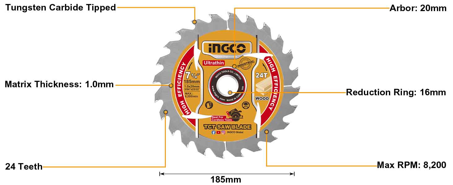 INGCO INGCO Ultra-thin TCT Saw Blade Set - 2 Pcs for Lithium-ion ...