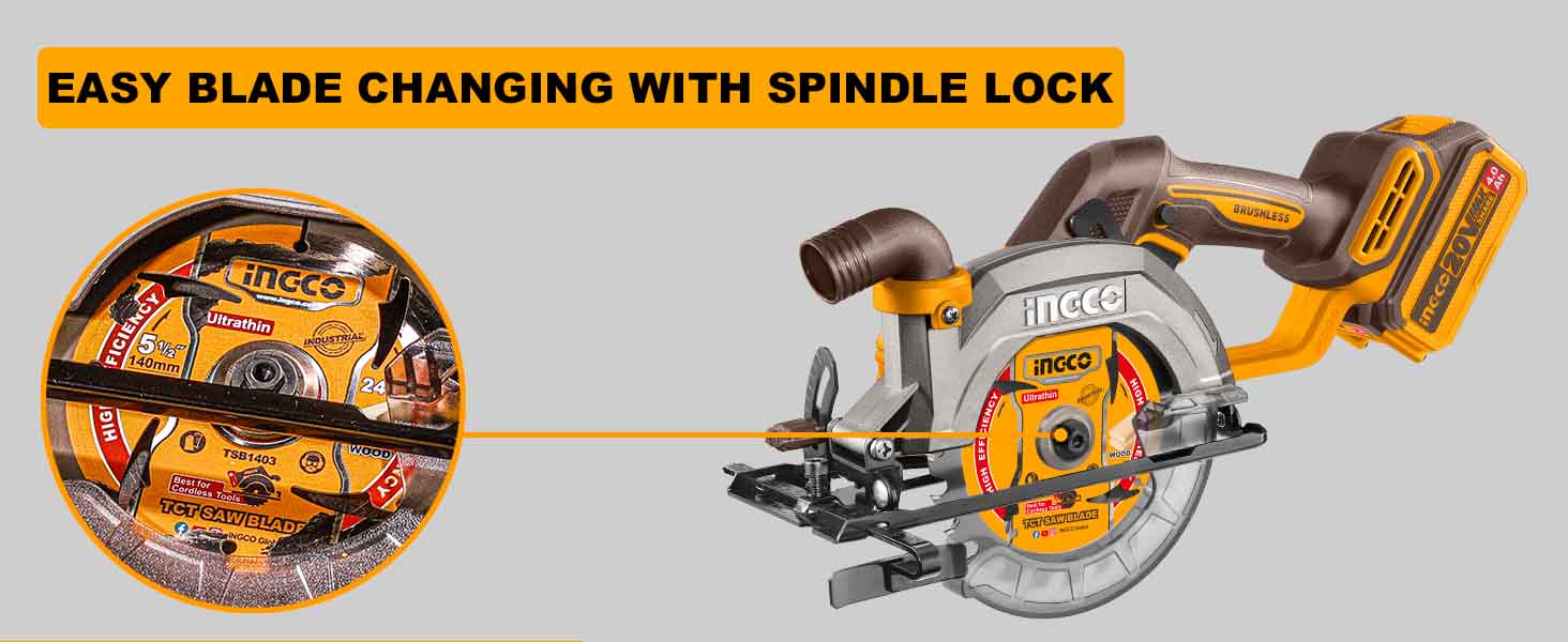 INGCO INGCO CSLI14021 20V Brushless Cordless Circular Saw with 4.0Ah ...