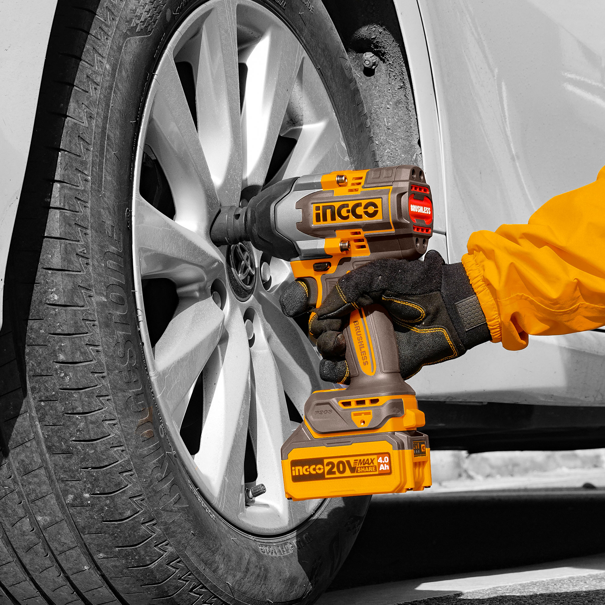 INGCO INGCO 20V 800Nm Lithium Battery Cordless Impact Wrench CIWLI2085 ...