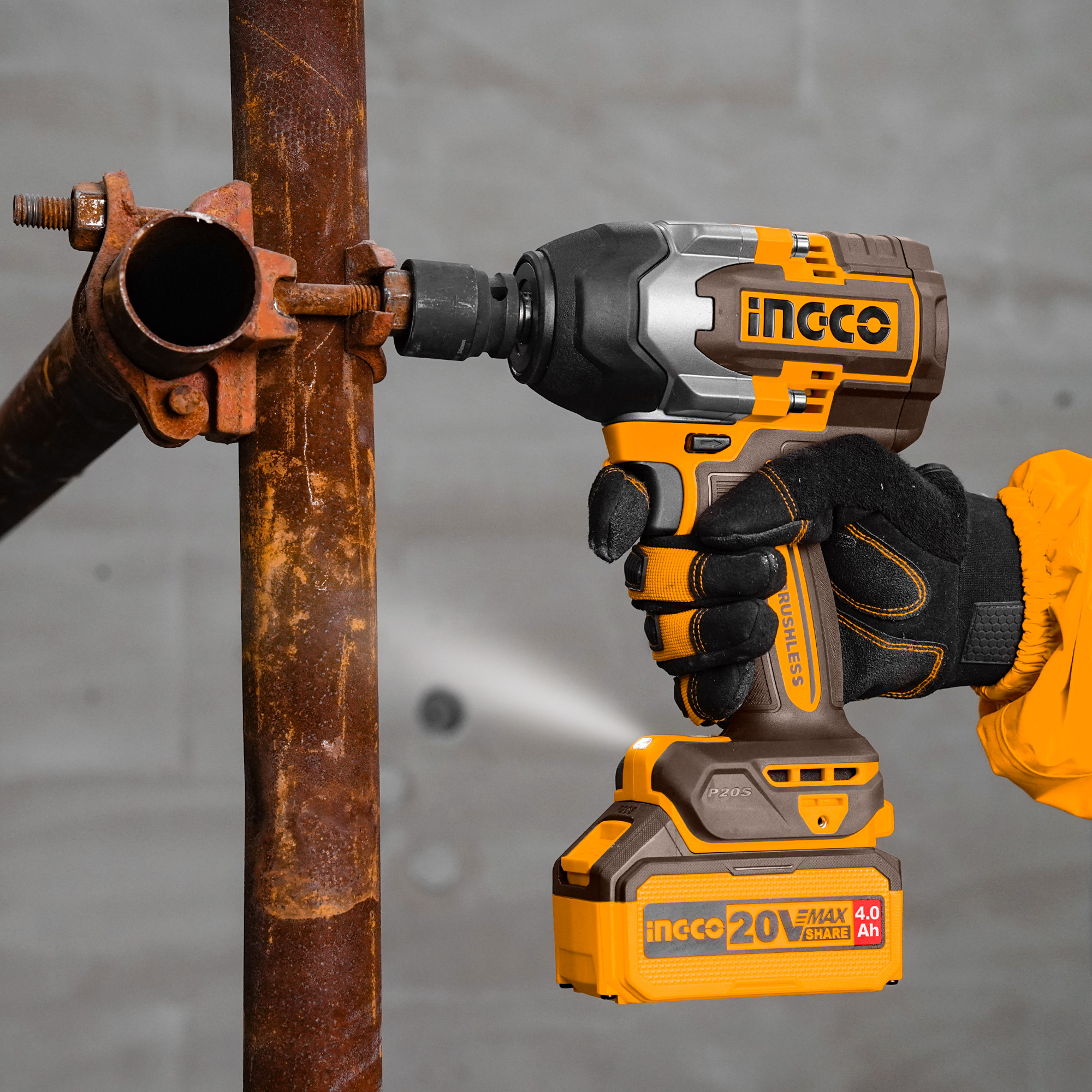 INGCO INGCO 20V 800Nm Lithium Battery Cordless Impact Wrench CIWLI2085 ...