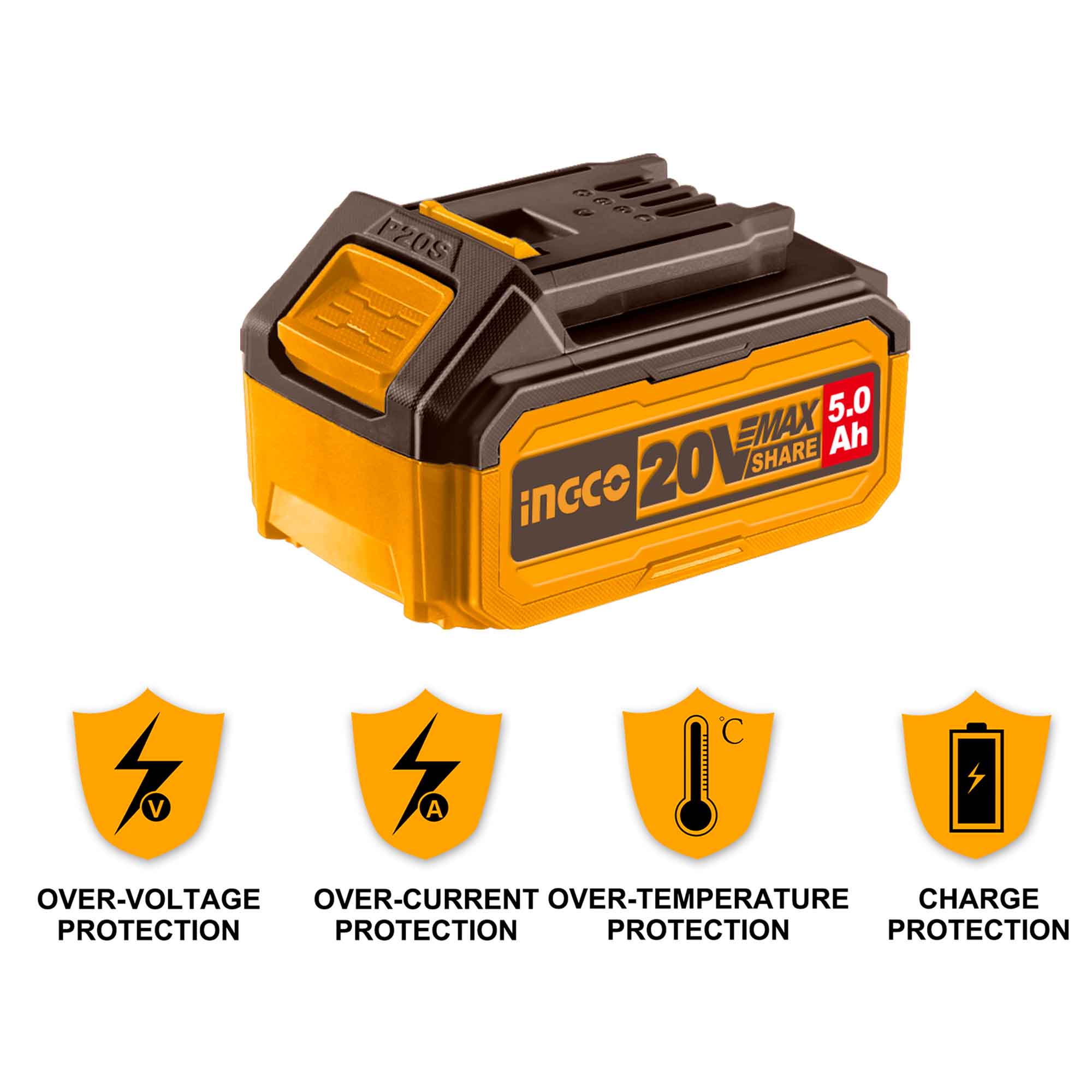 INGCO INGCO 20V 5.0Ah Lithium-Ion Battery Pack FBLI20031 | Extended ...