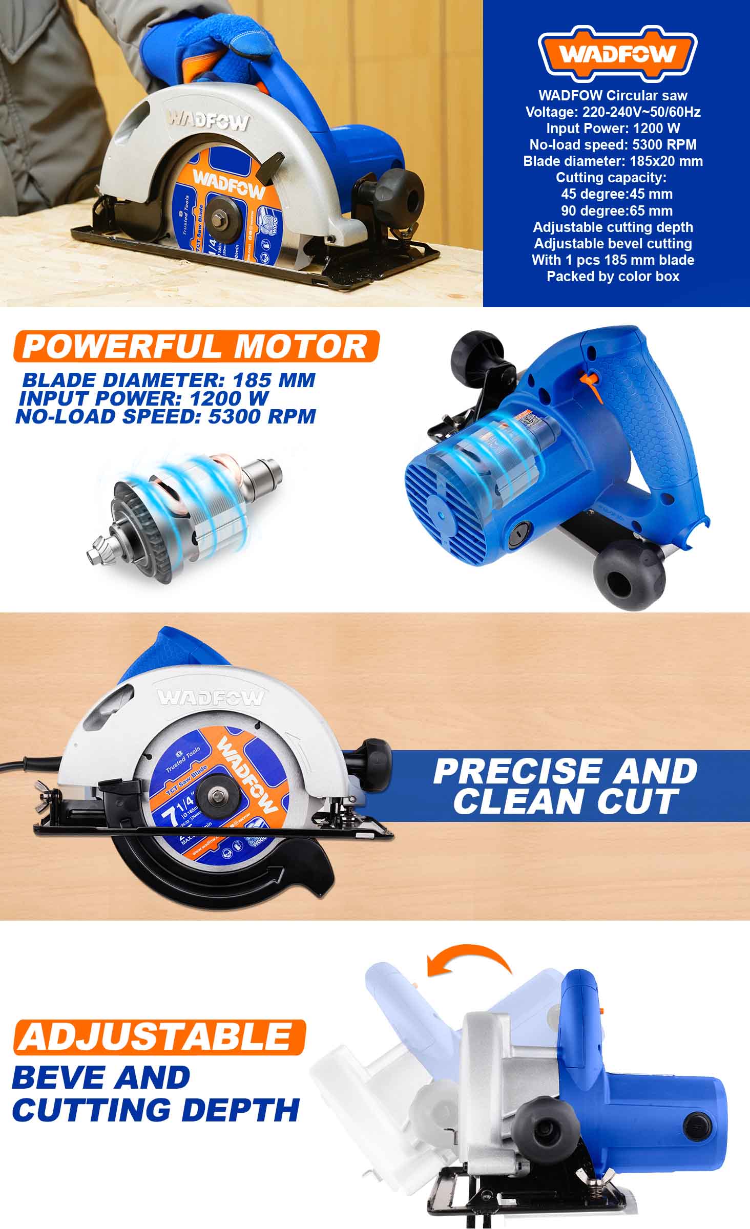 WADFOW Power Tools Circular saw WCW1512001