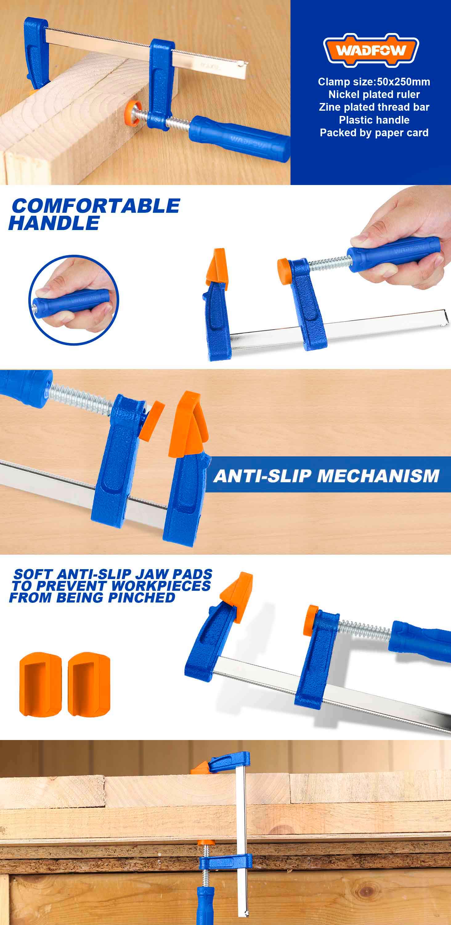 WADFOW Hand Tools F clamp with plastic handle WCP2153
